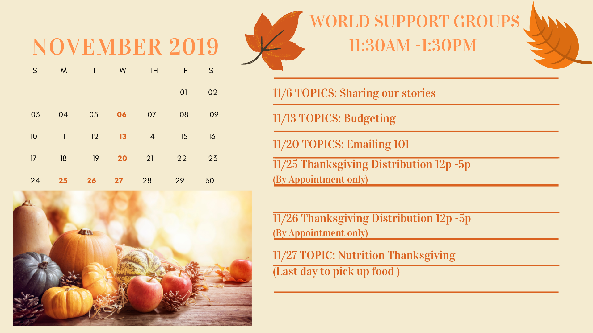Client Calendar for November - WORLD